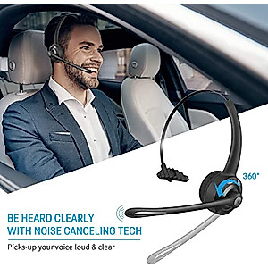 BlueFire Wireless Headphones, Pro Trucker Headset, Wireless Over Head Earpiece, On Ear Car Headphones with Microphone for Truck Driver, Phones, Skype, Call Center, Office