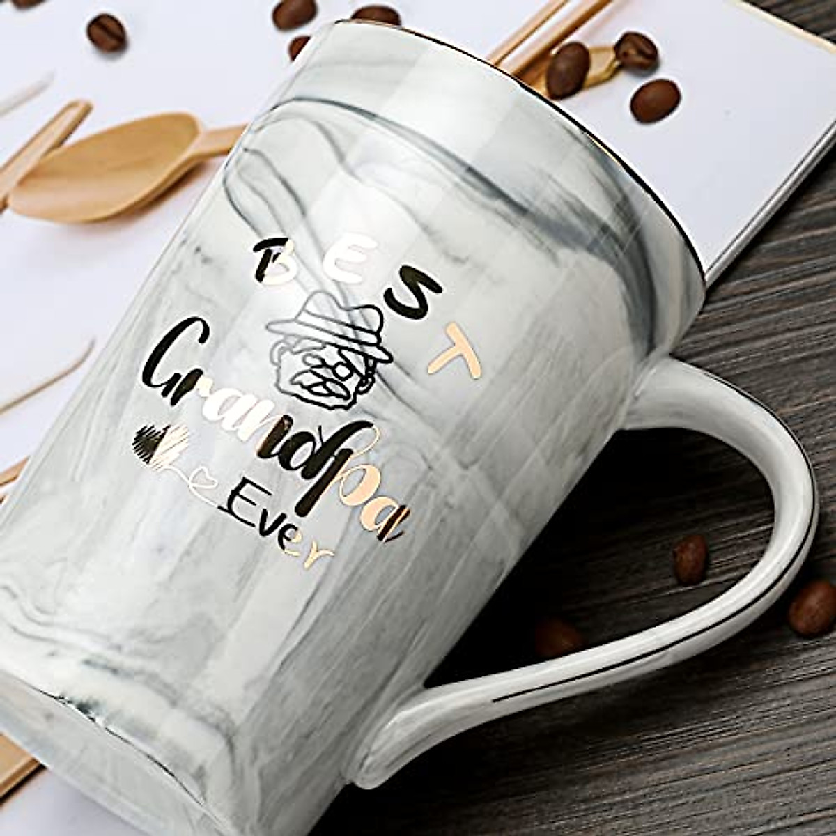 EXREIZST Grandma Grandpa Coffee Mugs - Best Grandma Grandpa Ever Couple Cups Set - Pregnancy Announcement for Grandmother Grandfather - Promoted to Grandparent Anniversary Birthday Gifts