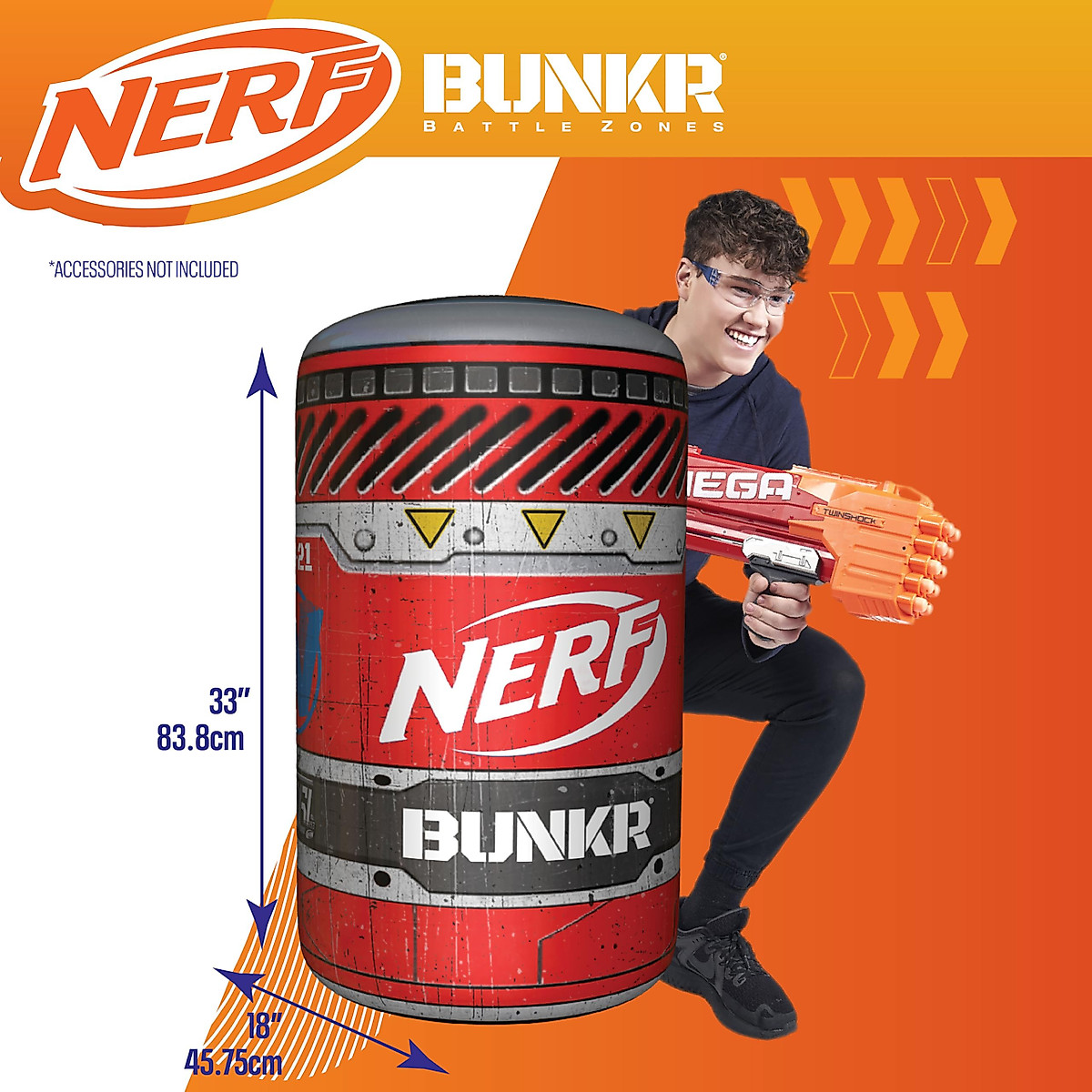 NERF BUNKR Officially Licensed Battle Royale Inflatable Bunker Battlezone - 5 Piece Barricade Set Crates Barrels
