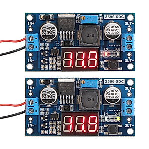 24v to 12v Step Down Converter, DROK LM2596 Analog Control Buck Transformer DC-DC Voltage Reducer Regulator Module 36V 24V 12V to 5V 2A Power Inverter Volt Stabilizer with Red LED Display Voltmeter