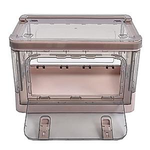 plplaaoo Stackable Storage Bin, 35L Plastic Storage Bin with 4 Wheel, Pink Double Door Foldable Storage Box with Lid for Office Home Bedroom, fits for Groceries Clothes Stationery