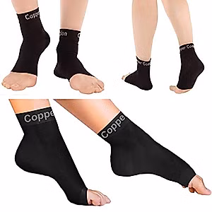Copper Compression Recovery Foot Sleeves / Plantar Fasciitis Support Socks - Speed Up Recovery & Provide Relief Of Heel Spurs, Arch Pain, Foot Swelling & Ankle Injuries 1 Pair (Small/Medium)