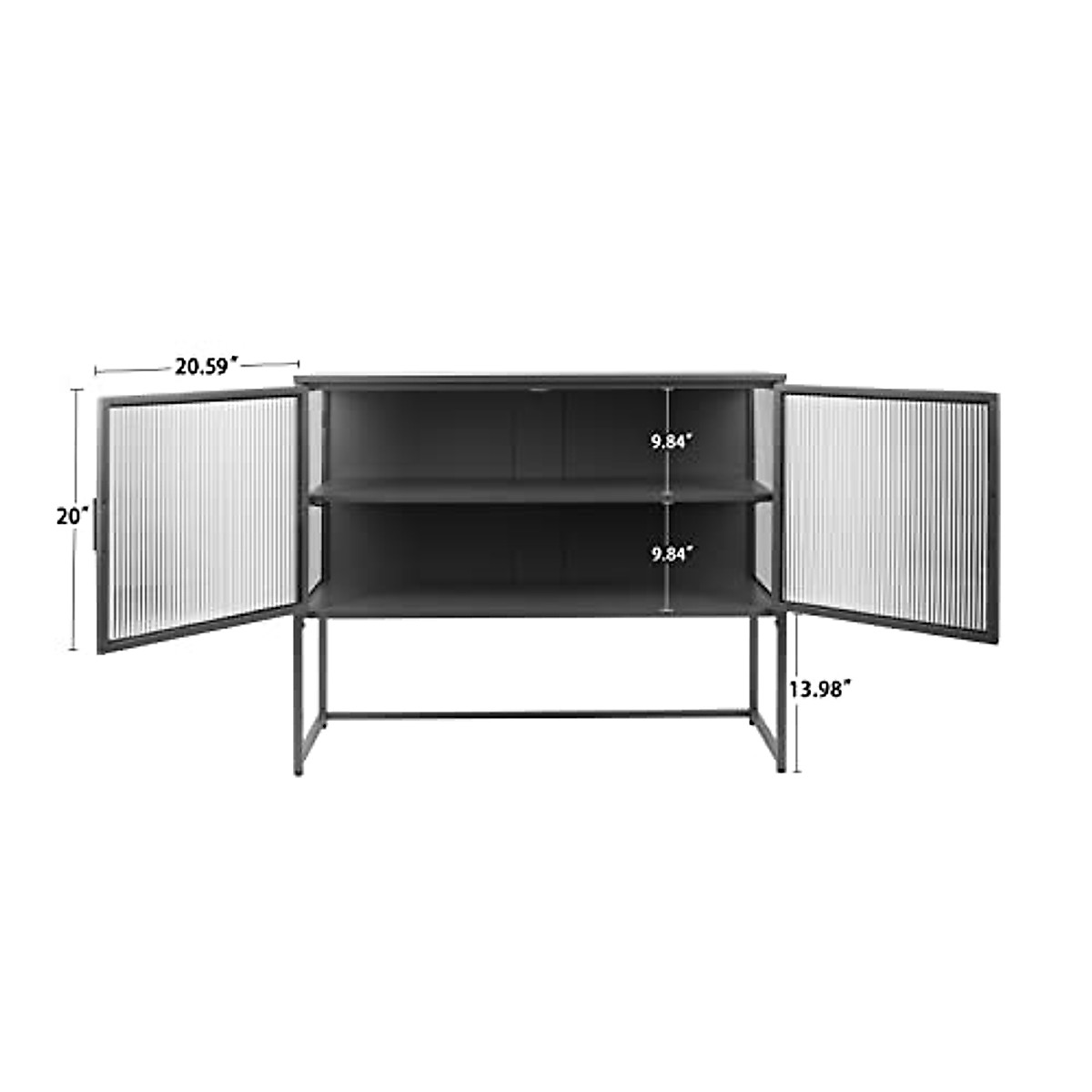 NOSGA Retro Style Fluted Glass Sideboard Storage Cabinet Simple Modern Console Table Detachable Wide Shelves Enclosed Dust-Free Storage Bottom Space for Living Room Bathroom Dining Room,Gray