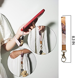 bolimoss Wrist and Detachable Neck Lanyards for Keys, Neck & Wrist Lanyards Keychain Set with Retractable Badge Reel for ID Badge Holder, Key Chain for Nurse,Teacher,Student, Offices (Marble)