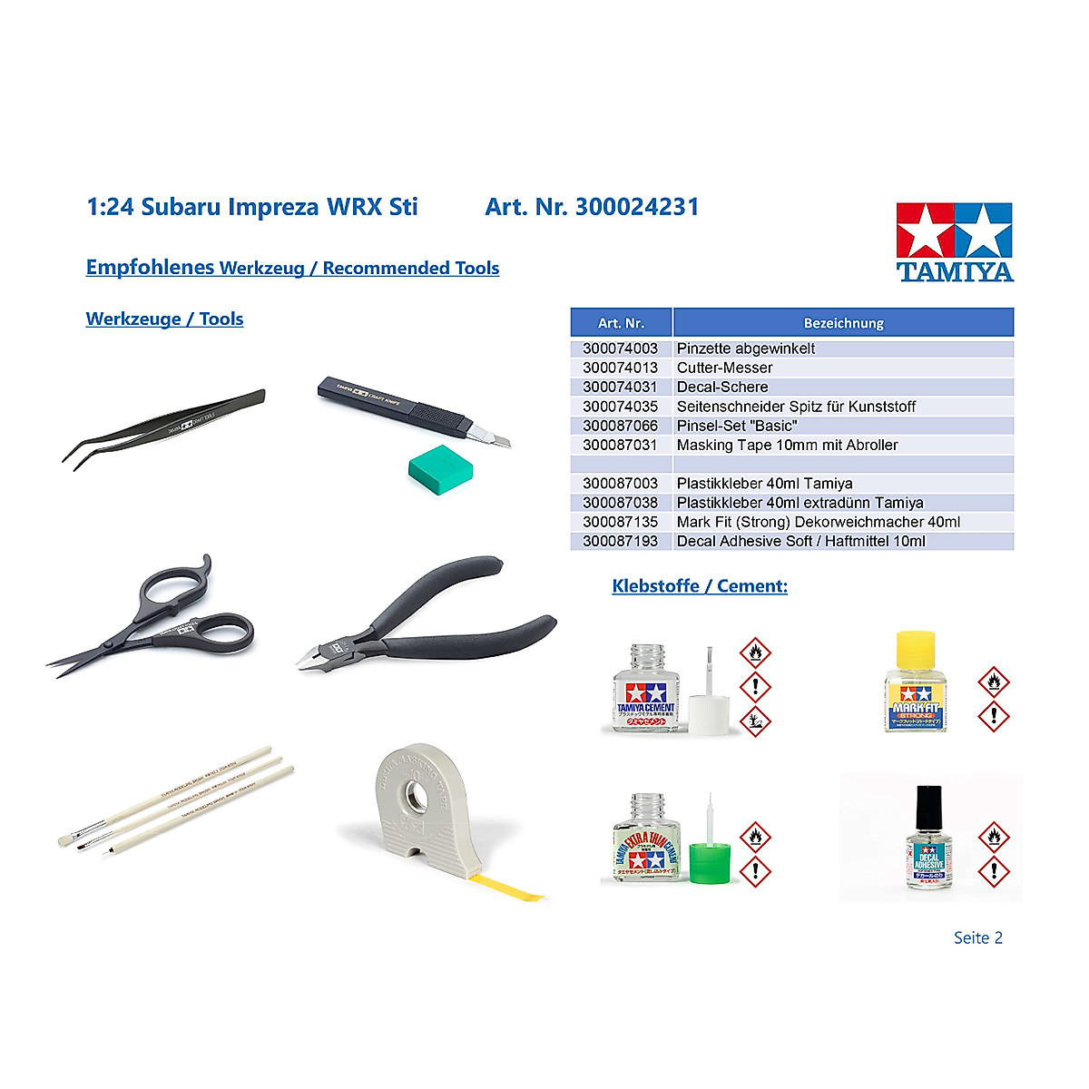 Tamiya 24231 1/24 Subaru Impreza STI Plastic Model Kit