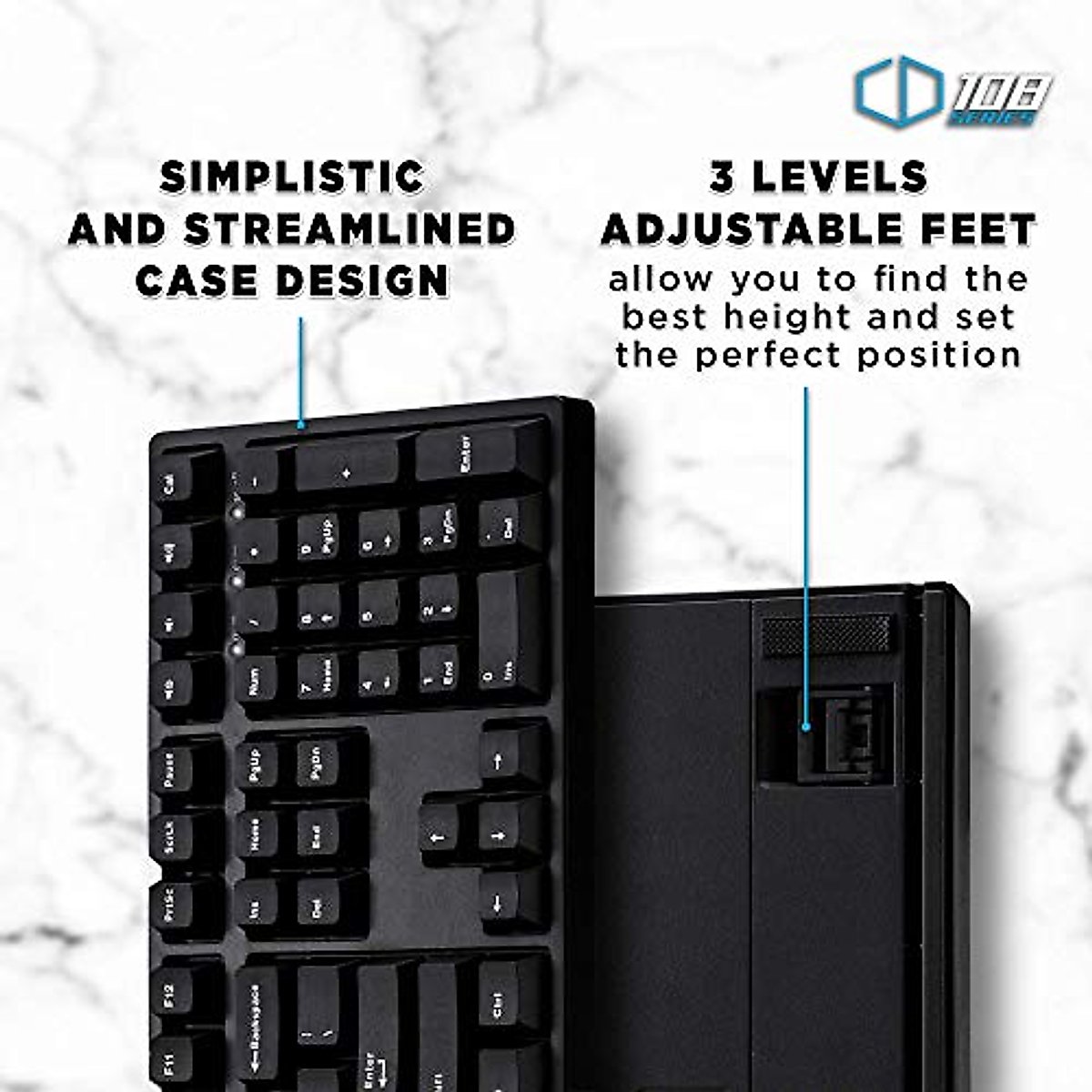 ikbc CD108 V2 Mechanical Keyboard, Cherry MX Blue Switch, Full Size with Mistel PBT Keycaps, Windows/Mac