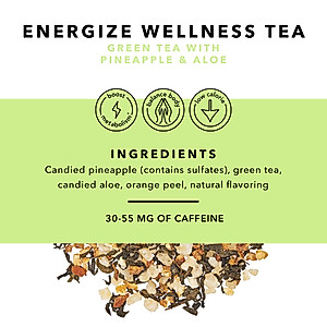 Pinky Up Energize Loose Leaf Wellness Tea, Green Tea Blend, Naturally Low Calorie & Gluten Free, Caffeinated 3.0 Ounce Tin, 25 Servings