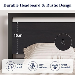 Allewie Queen Bed Frame with Headboard, Heavy Duty Metal Platform Bed Frame with Strong Support, Under Bed Storage, Stable Mattress Foundation, No Box Spring Needed, Black