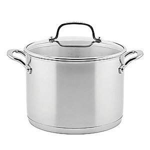 KitchenAid 3-Ply Base Brushed Stainless Steel Stock Pot/Stockpot with Lid, 8 Quart
