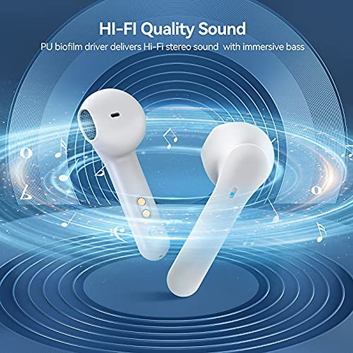 Wireless Earbuds, Bluetooth Earbuds in Ear w/Wireless Charging Case/USB-C, Wireless Earphones Hi-Fi Sound, Bluetooth 5.0 Headphones w/Microphone, Touch Control/25H/IPX7 for Sports/Work/3 Modes