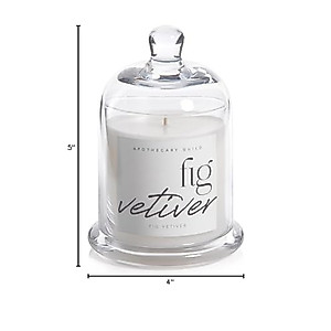 Zodax | Black Fig Vetiver | Apothecary Guild Scented Candle Jar with Glass Dome | 68 Hour Burn Time