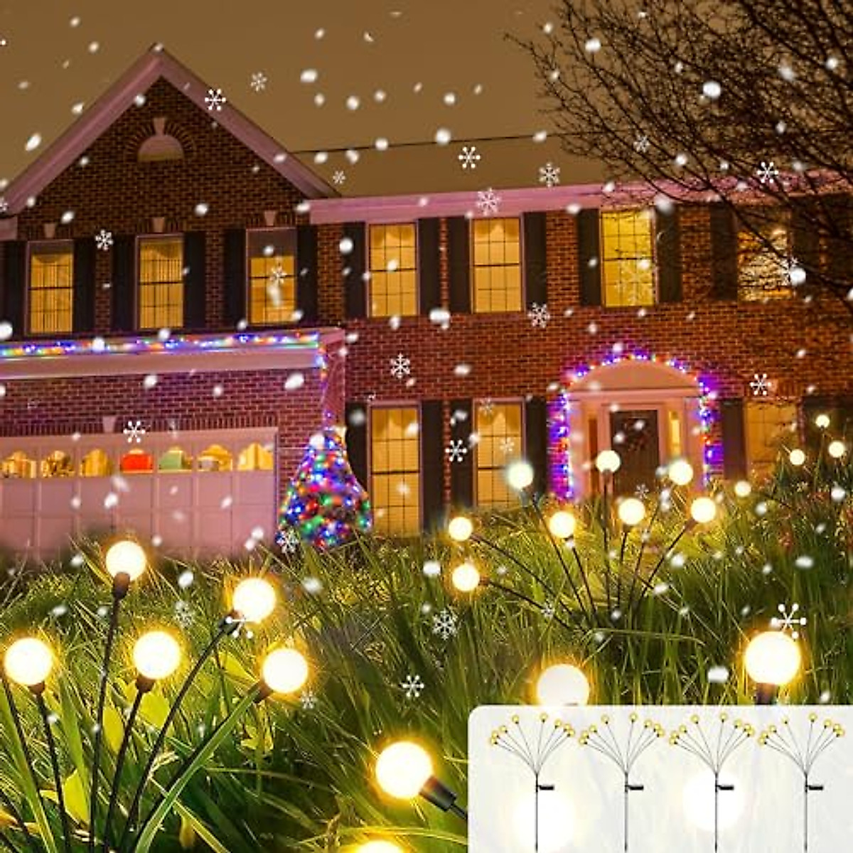 KNHUOS 8LED Solar Garden Lights, Solar Swaying Light, Sway by Wind, Solar Firefly Lights Outdoor Waterproof Landscape Decoration Lights, Yard, Pathway, Parties, Camping, Warm White(4 Pack)