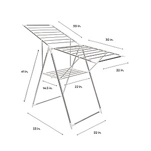 Organize It All Clothing Drying Rack | Dimensions: 61” x 24.4” x 39.8” | Laundry Accessories | Collapsible | Rust Resistant | Chrome