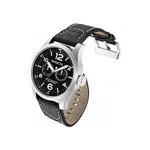 Invicta Men's 0764 I-Force Stainless Steel Watch with Black Leather Band