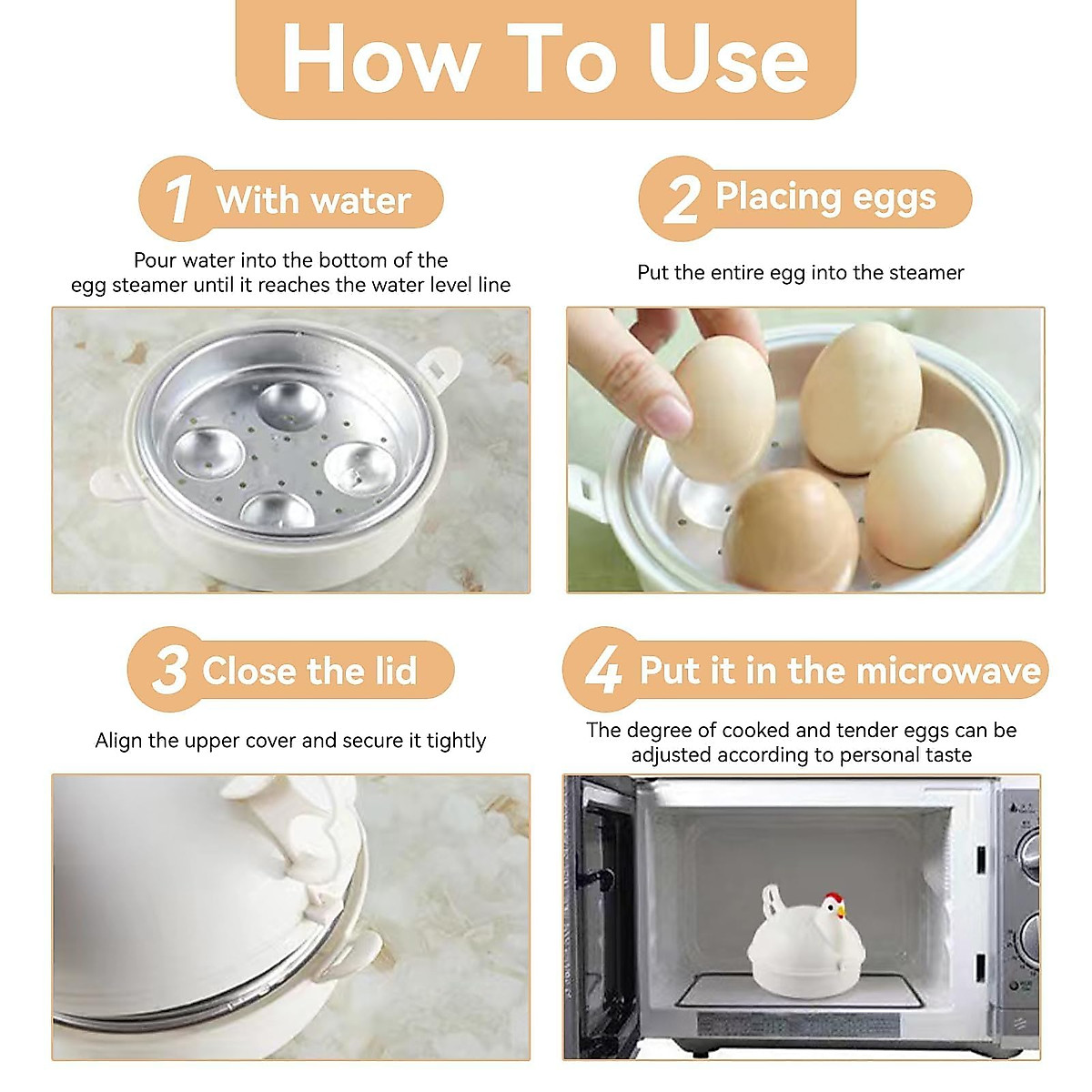 Egg Cooker, Microwave Hardboiled Egg Maker 4 Egg Egg Boiler Steamer Chicken Shape Egg Poacher Egg Poacher Egg Cooker Microwave