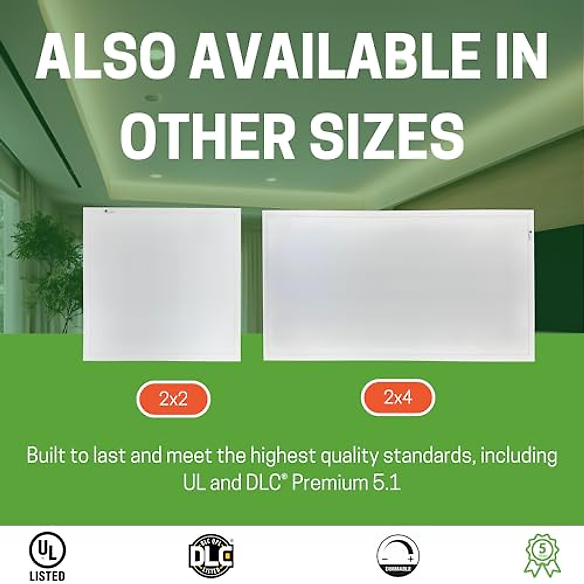 E2 Lighting 2 Pack 2X4 LED Flat Panel Light with Emergency Battery Backup 35W-40W-45W-50W Wattage Selectable 3000K-3500-4000K-5000K