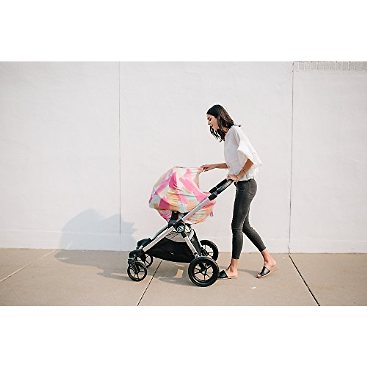 Baby Car Seat Cover Canopy and Nursing Cover Multi-Use Stretchy 5 in 1 Gift"Monet" by Copper Pearl