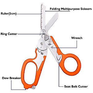 Elegital Emergency Rescue Shears,Stainless Steel Foldable Trauma shears,Outdoor Camping Rescue Tools