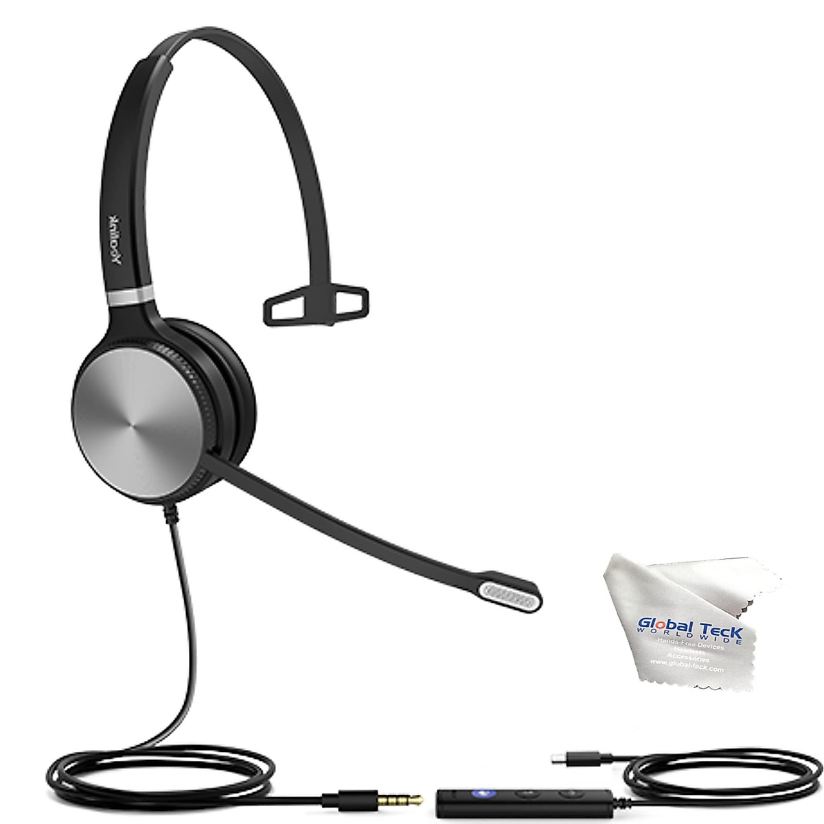 GTW Yealink UH36 Mono Teams Certified Wired Headset (USB Connect) , Connects to Deskphone, PC/Mac, Softphones - Works with Teams, Zoom, RingCentral, 8x8, Vonage, Microfiber Included
