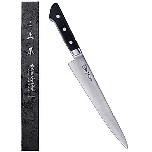 MASAMOTO VG Sujihiki Slicing Knife 10.5" (270mm) Made in JAPAN, Professional Japanese Slicer Knife for Brisket, Meat, Sashimi, Super Sharp Japanese Stainless Steel Blade, Full Tang POM Handle, Black