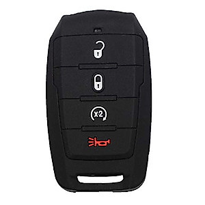 Btopars 2pcs 4 Buttons Black Silicone Rubber Remote Smart Key Fob Case Cover Protector Holder Compatible with Dodge Ram 1500 2019 2020 2021 2022