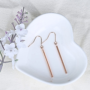 Vertical Bar Dangle Earrings for Women Minimalist Gomggsale Women's Drop Dangle Earrings Simple Geometric Jewelry (Rose Gold)