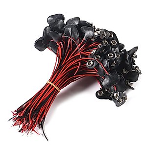 DORHEA 20Pcs T Type 9V Battery Clip Connector T-Type 9 Volt Battery Buckle Connector Long Cable Connection Hard Shell Black Red Connector for Student Experiment,or Other Equipment with 9V Battery