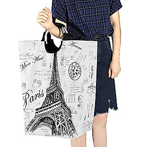 Nander Laundry Basket, Collapsible Fabric Laundry Hamper, Foldable Or Upright Clothes Bag (Paris Eiffel Tower)