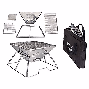 Quick Grill Medium: Original Folding Charcoal BBQ Grill Made from Stainless Steel/Carrying Bag for Backpacking Included /