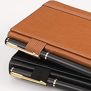 RETTACY Pocket Notebooks,2-Pack Small Notebook Hardcover Mini Journal with 312 Pages,100gsm Thick Lined Paper with Inner Pockets & Page Numbering,3.5" x 5.5"