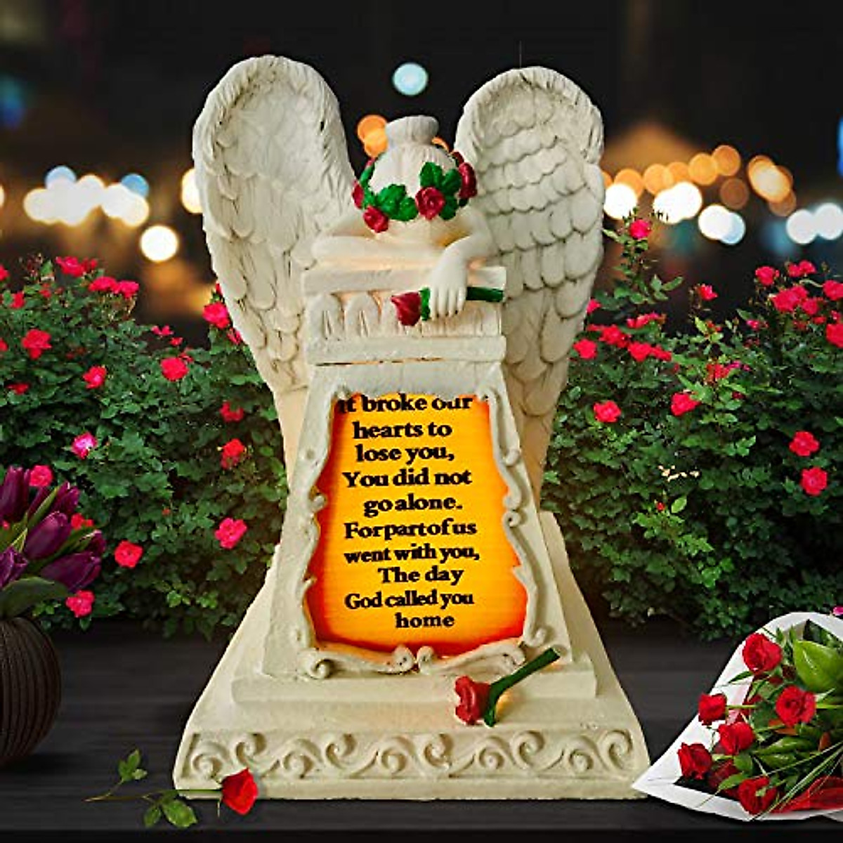 CT DISCOUNT STORE Angel Garden Statues Sympathy Gift -Cementary Decoration, Memorial Statue for Home Garden -Express Your Sympathy with Condolence Gilfs, Berreavement Gifts (Ivory Weeping Angel)