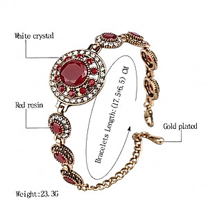 egztika Retro Turkey Jewelry Tibetan Bangle Bohemian Red Stone Gold Color Bracelet for Women Gift