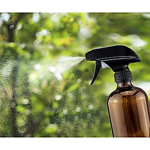 Cornucopia Brands 16oz Amber Glass Spray Bottles (6-Pack), Boston Round Bottles W/Heavy Duty Mist and Stream Sprayers