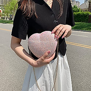 Elegant Sequins Love Heart-shaped Evening Clutch Bag Diamonds Ladies Handbags