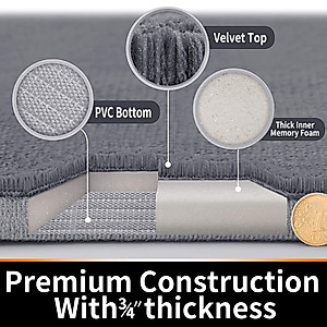 Yimobra Memory Foam Bath Mat Bathroom Rug, Runner Mats 44 x 24 Inches, Comfortable, Soft, Maximum Absorbent, Non-Slip, Thick, Machine Wash, Easier to Dry Carpet for Tub, Gray