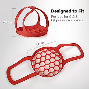 Goldlion Silicone Sling Lifter Accessories Compatible with Instant Pot 6 Qt and 8 Qt, Ninja Foodi 5 Qt / 6.5 Qt / 8 Qt and Other Brand Pressure Cookers, Red