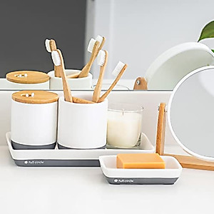 Full Circle Keep, Tray, Love Ceramic Bathroom & Kitchen Organizer Tray, White