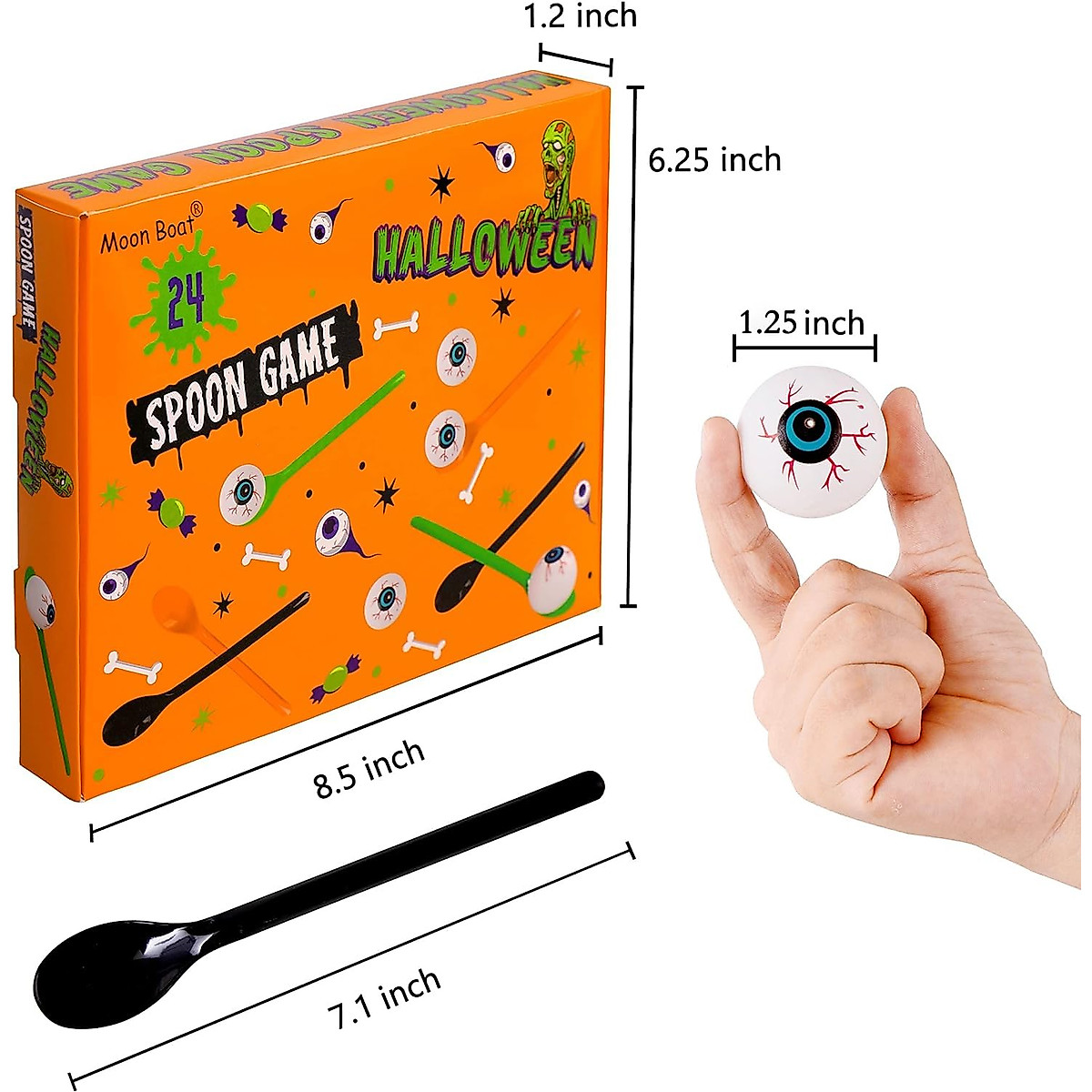 24 Packs Halloween Game Eyeball Spoon Relay Race Toy Set- Indoor Outdoor Party Supplies Decorations
