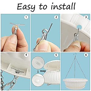 TITATI 6pcs 12.59” Hanging Planters for Outdoor Plants, Indoor Hanging Flower Pots Hanging Plant Holder with Drainage Hole Tray Hooks, Plastic Hanging Plant Baskets for Graden Home Porch White Color