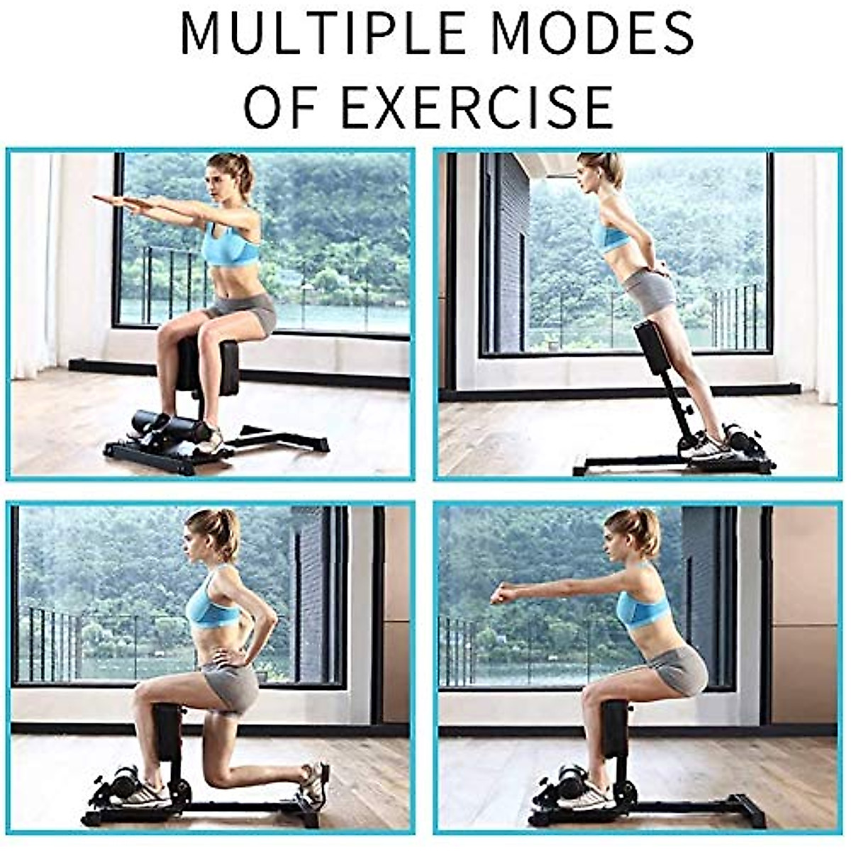 leikefitness Deluxe Multi-Function Deep Sissy Squat Bench Home Gym Workout Station Leg Exercise Machine (Black-8300)