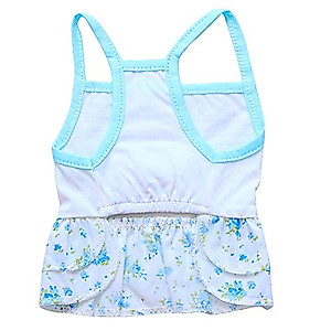 Pack of 2 Summer Pet Dress - Cute Bow Princess Dress Cherry & Flower Printed Puppy Dresses Dog Dress for Small Dogs Cats (XS)