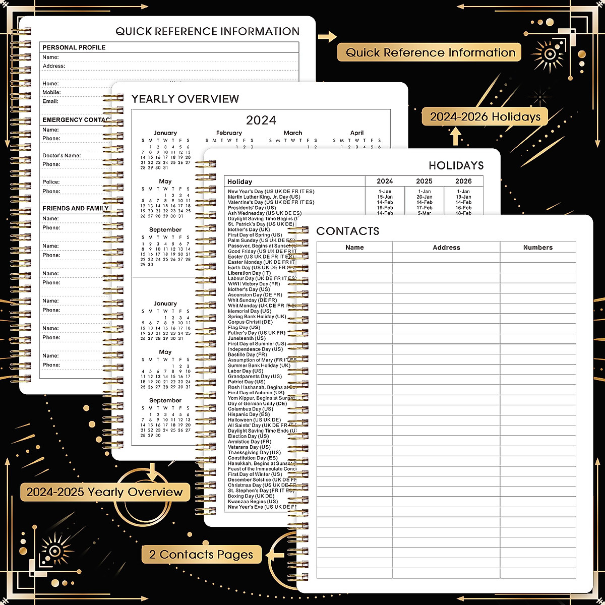 2024 Planner - Jan. 2024 - Dec. 2024, Planner 2024, 8" x 10", 2024 Planner Weekly and Monthly with Tabs + Flexible Cover + Thick Paper + Twin-Wire Binding, Daily Organizer