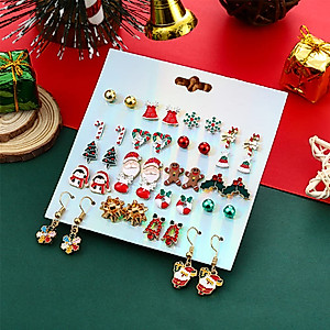 Yoshow 20 Pairs Hypoallergenic Christmas Earrings for Girls Cute Stud Earrings Sets Christmas Earrings for Women Teen Girls Christmas Earrings Bulk Holiday Jewelry Winter Earrings