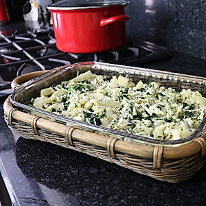 The Basket Lady Wicker Casserole Basket, 3 Quart, Antique Walnut Brown