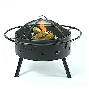 LIUXUEFE Fire Pit, Large 32-inch Steel Brazier, Modern Cast Iron Fire Pits, Garden Outdoor Garden Terrace Camping