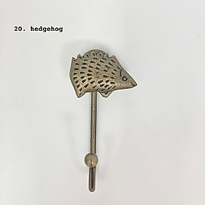 Knobs By Blossom Vintage Antique Brass Iron Wall Hooks Tie Backs Bronze Handmade Metal Animal Hook (20. Hedgehog), TFVSAH