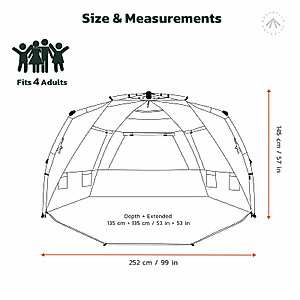 Easthills Outdoors Instant Shader Enhanced Deluxe XL Beach Tent Easy Set Up 4-6 Person Popup Sun Shelter 99" Wide for Family UPF 50+ Double Silver Coating with Extended Zippered Floor Pacific Blue