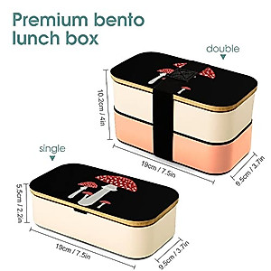 Mushrooms Red Art Bento Lunch Box Leak-Proof Bento Box Food Containers with 2 Compartments for Offce Work Picnic Yellow-Style