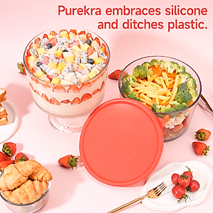 PUREKRA 1 Pack Silicone Lid for Anchor Hocking Footed Glass Trifle Bowl & Shallow Trifle Bowl （104 Oz / 3-Quart), Dishwasher And Microwave Safe (Bowl not included)