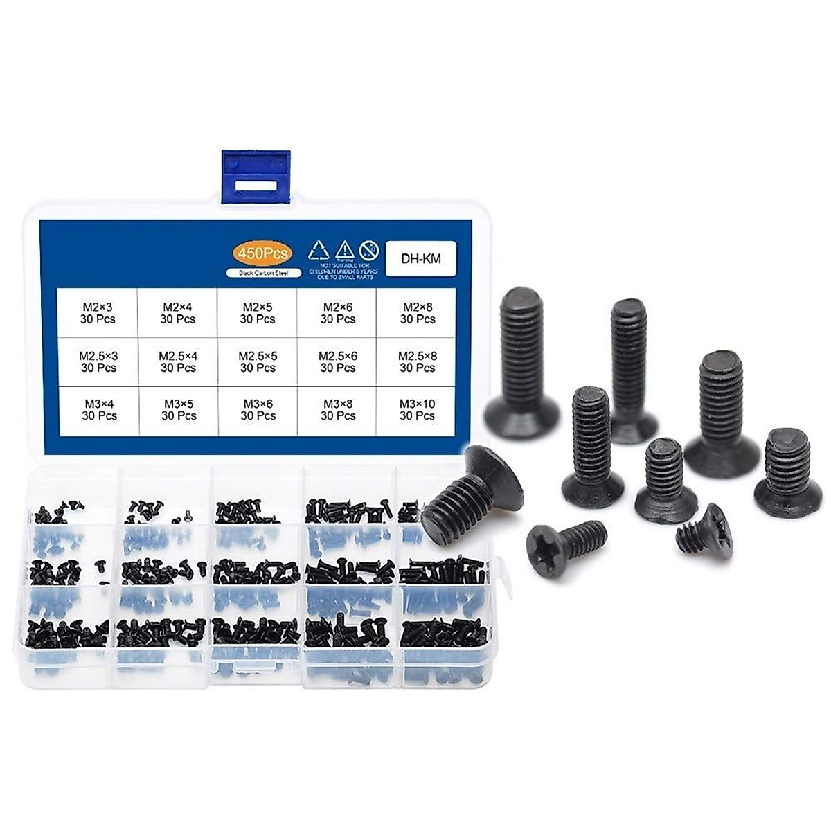 TONGCHAO Tchaosc 450pcs Countersunk Flat Head Cross Mini Screw Set M2 M2.5 M3 Carbon Steel Computer Notebook Laptop Screws Kit